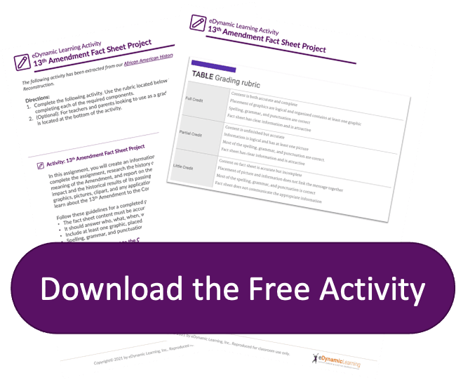Activity: 13th Amendment Fact Sheet Project - eDynamic Learning